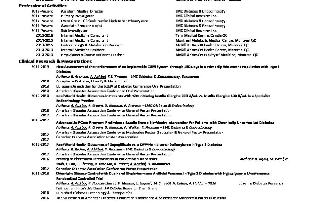 CV Alex Abitbol 15Mar2019 | LMC Healthcare: Helping You Understand and ...